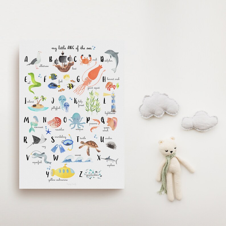 OCEAN Alphabet absea Alphabet Print ABC Sea - Etsy