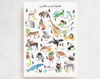 Animal Alphabet / Nursery Decor / Playroom Wall Art / Baby - Etsy