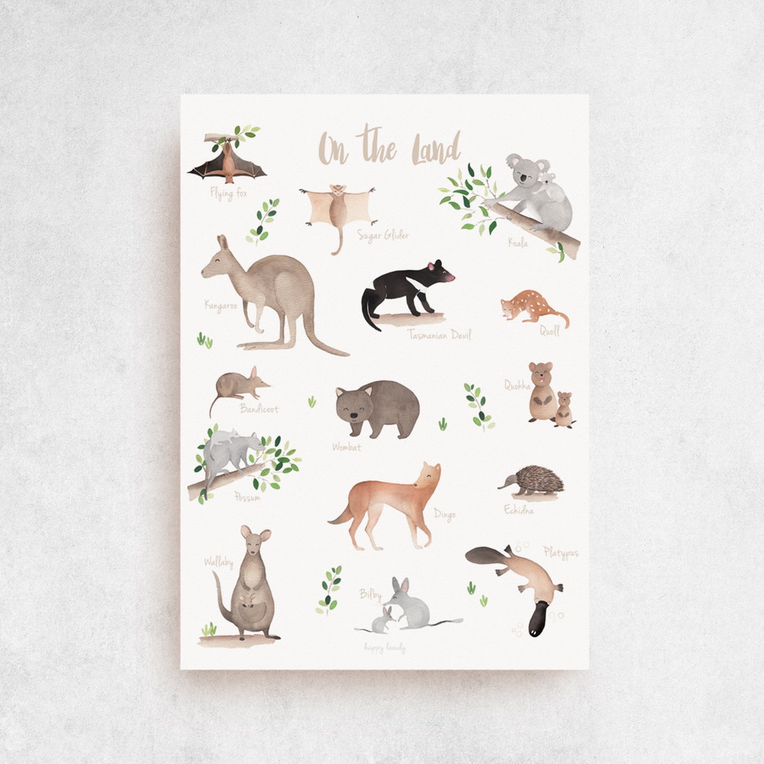 Australian Animals Watercolor Print: Nursery Wall Art - Etsy