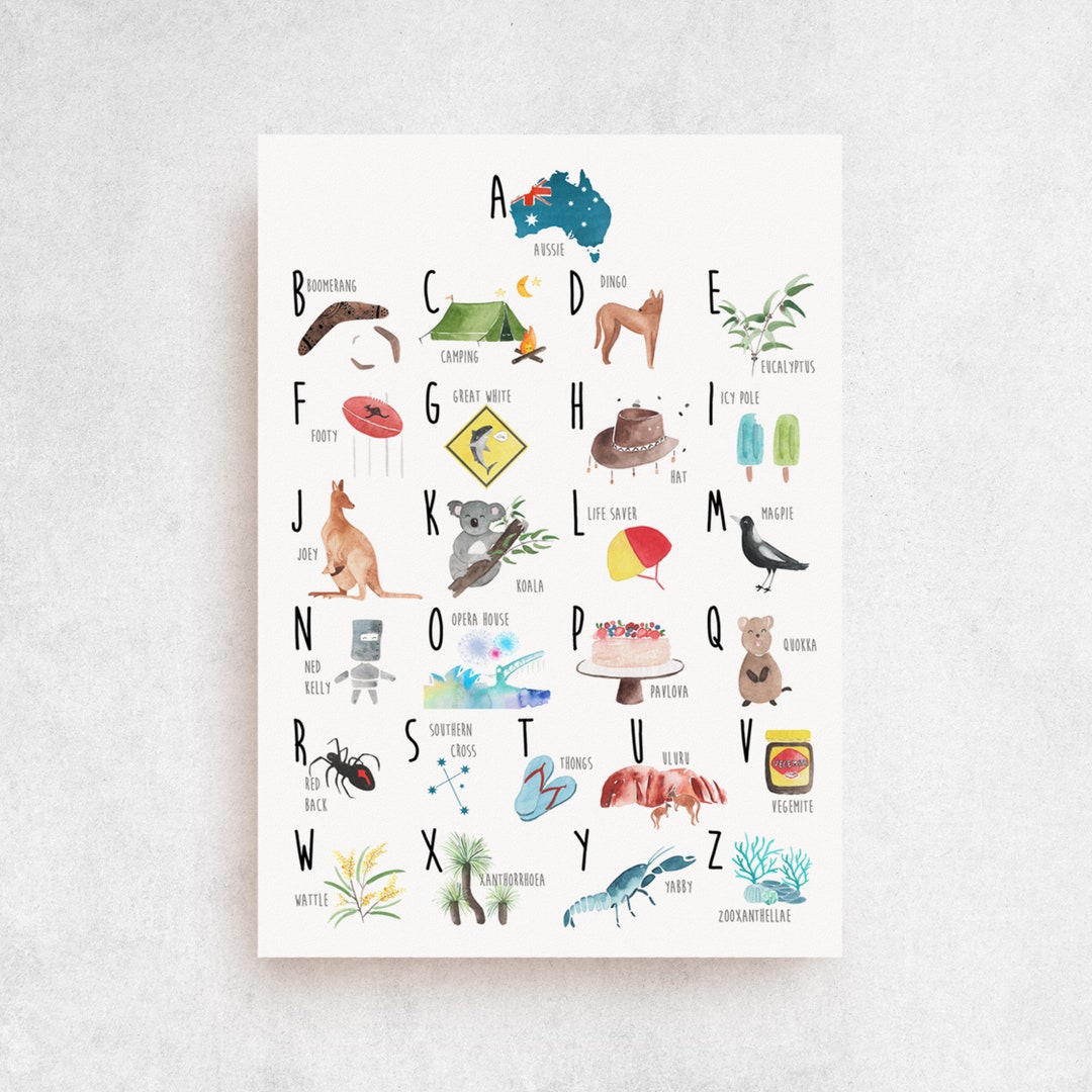 Australian Animals Alphabet Poster: Watercolor Nursery Art - Etsy Australia