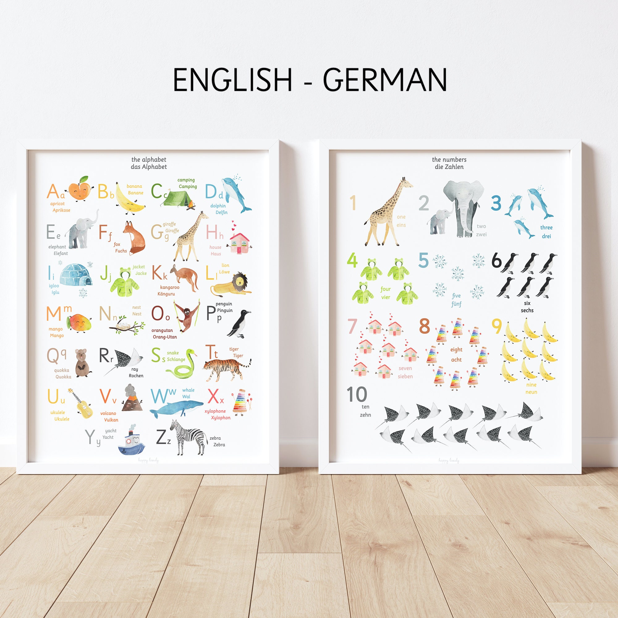 Educational Poster - Bilingual Alphabet and Numbers — Happy Lazuly