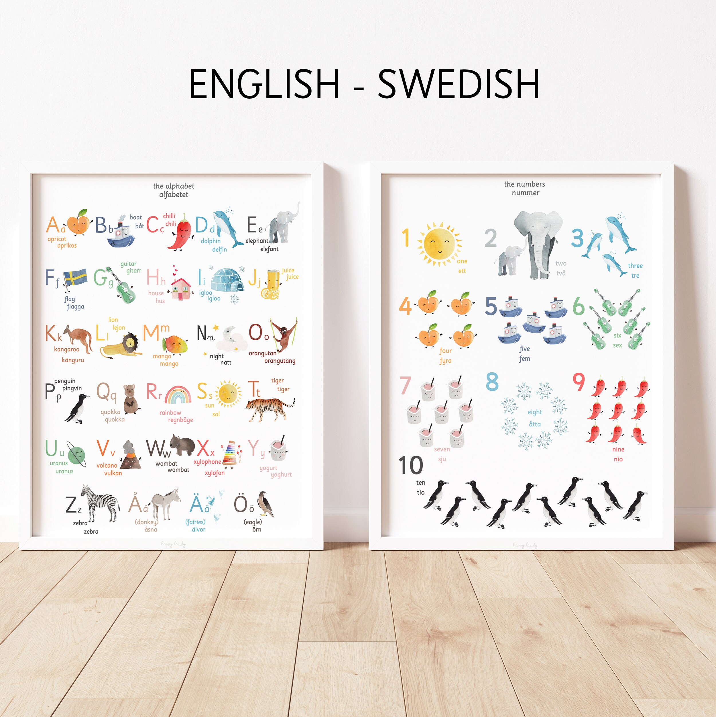 Educational Poster - Bilingual Alphabet and Numbers — Happy Lazuly