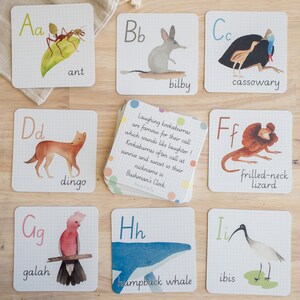 Australian Animal Alphabet Flashcards: Watercolor Learning Game - Etsy