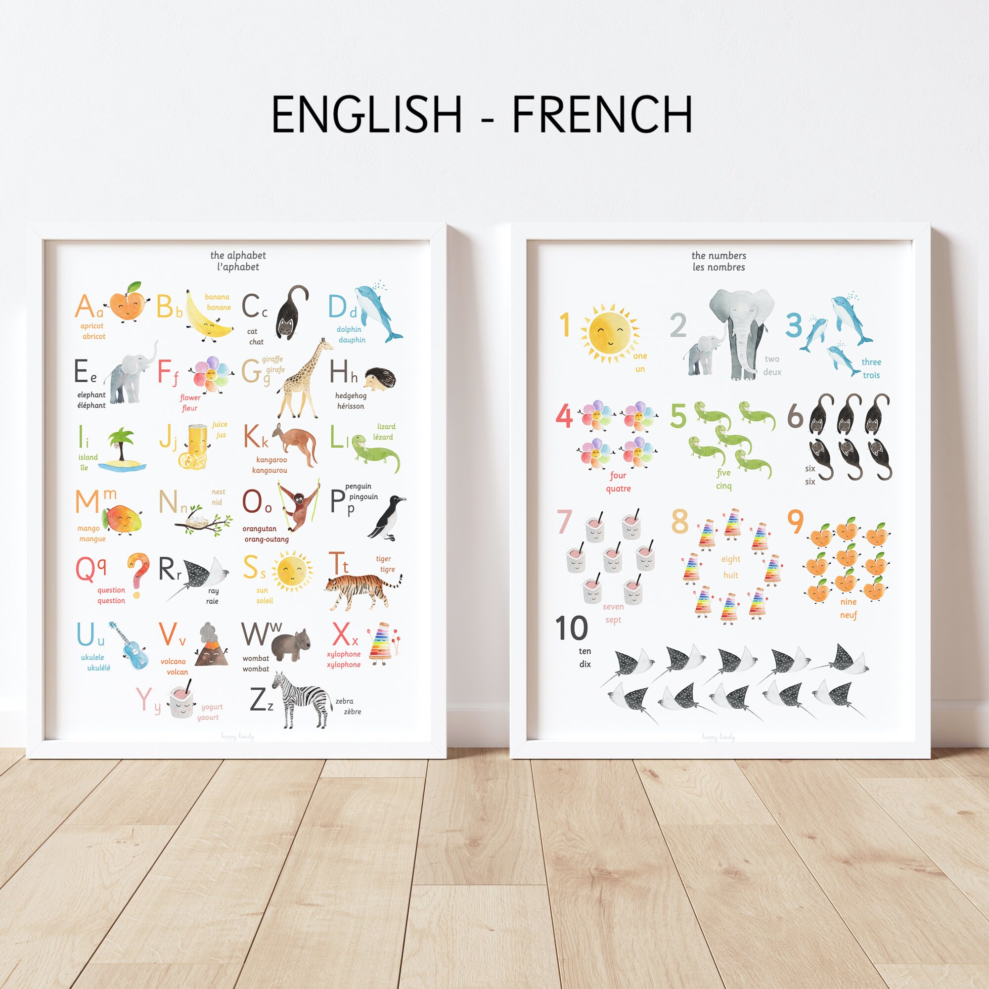 Educational Poster - Bilingual Alphabet and Numbers — Happy Lazuly