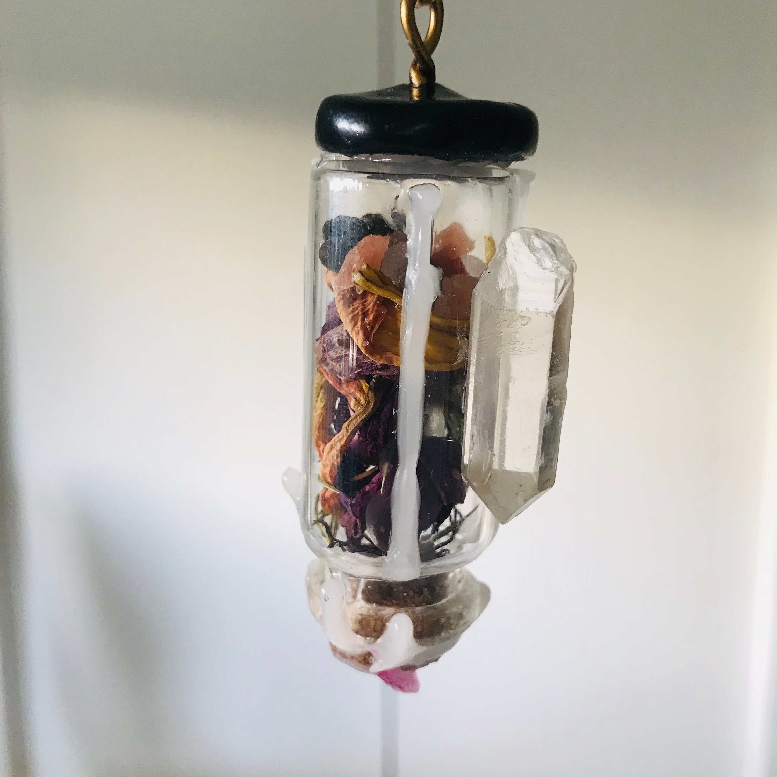 Buy Witchy Gemstone Necklace,witch Bottle Necklace, Dried Floral, Glass ...