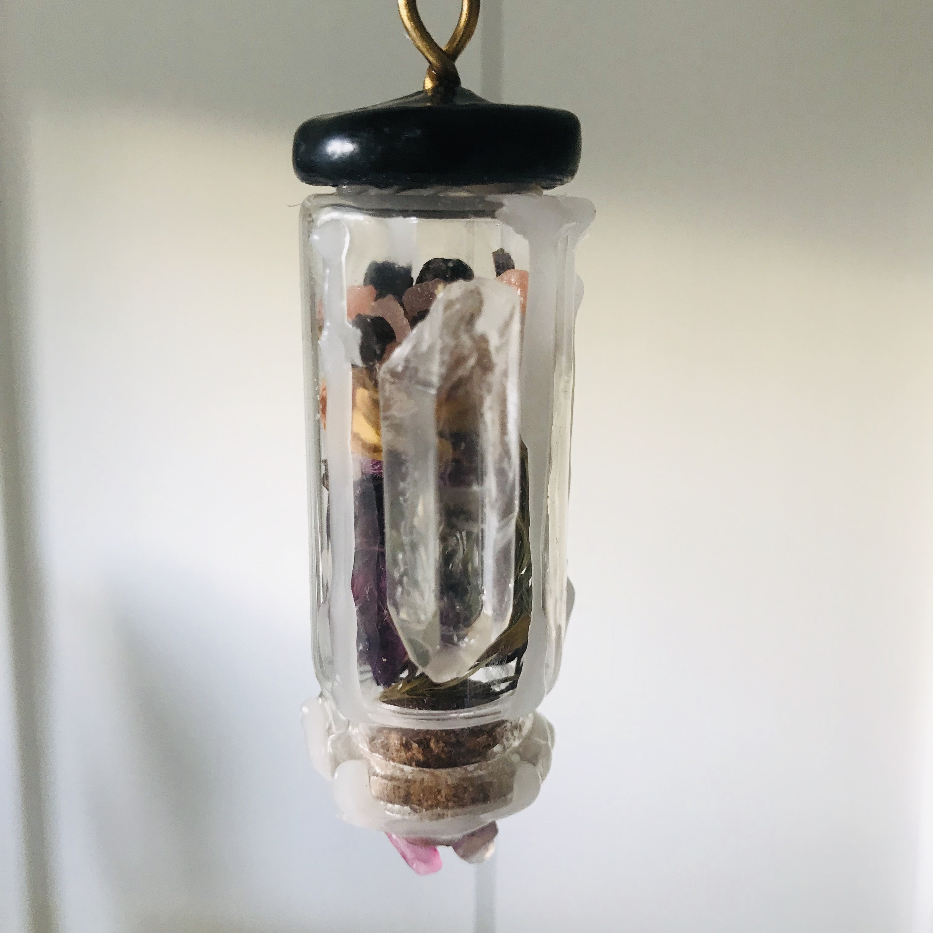 Buy Witchy Gemstone Necklace,witch Bottle Necklace, Dried Floral, Glass ...