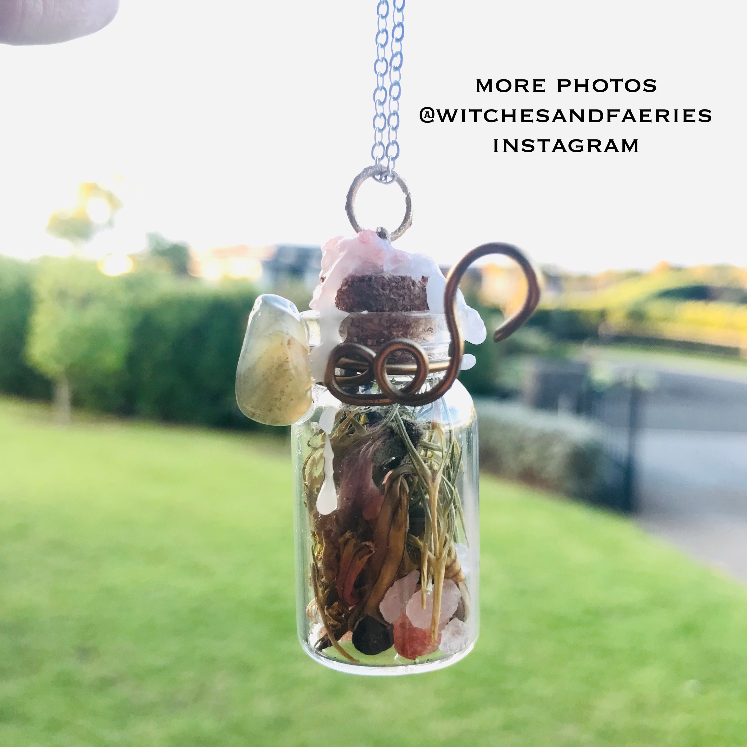 Buy Witchy Gemstone Necklace,witch Bottle Necklace, Dried Floral, Glass ...