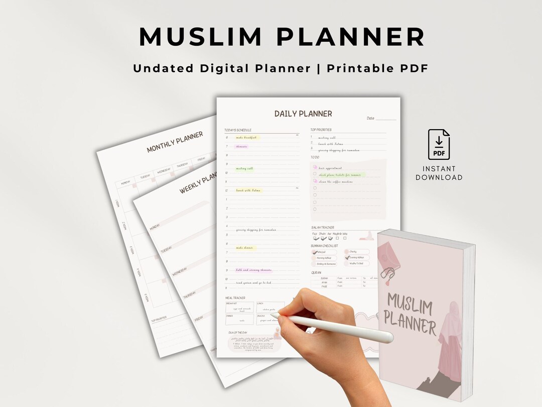 Muslim Planner Undated Digital Daily Islamic Planner Undated Digital ...