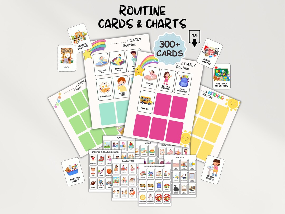 Kids Daily Routine Cards Toddler Schedule Chart Chore Chart for Kids ...