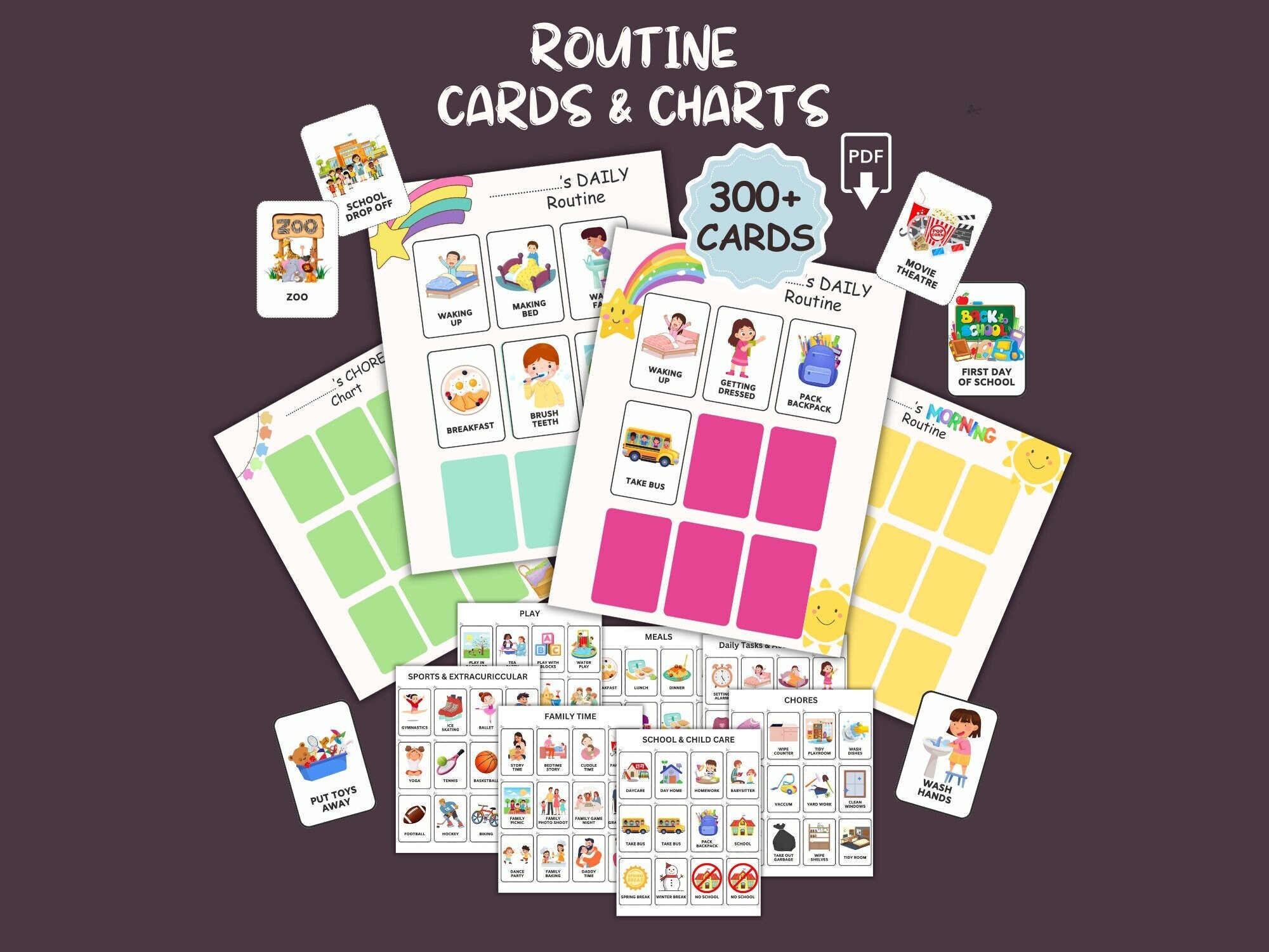 Kids Daily Routine Cards Toddler Schedule Chart Chore Chart for Kids ...