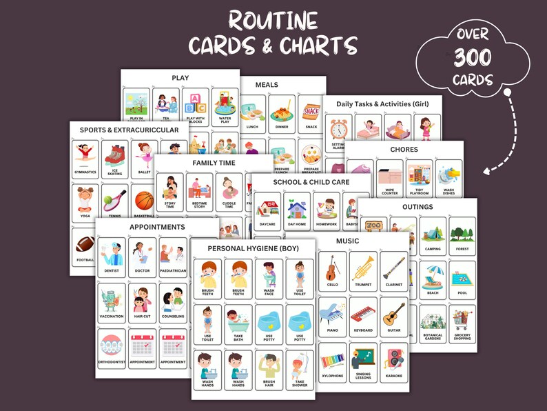 Kids Daily Routine Cards Toddler Schedule Chart Chore Chart for Kids ...