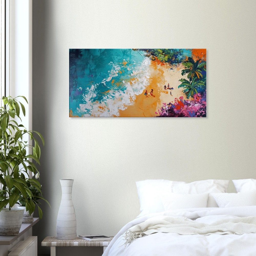 Vivid Horizons: Whimsical Colourful Beach Scene in Expressive Harmony ...