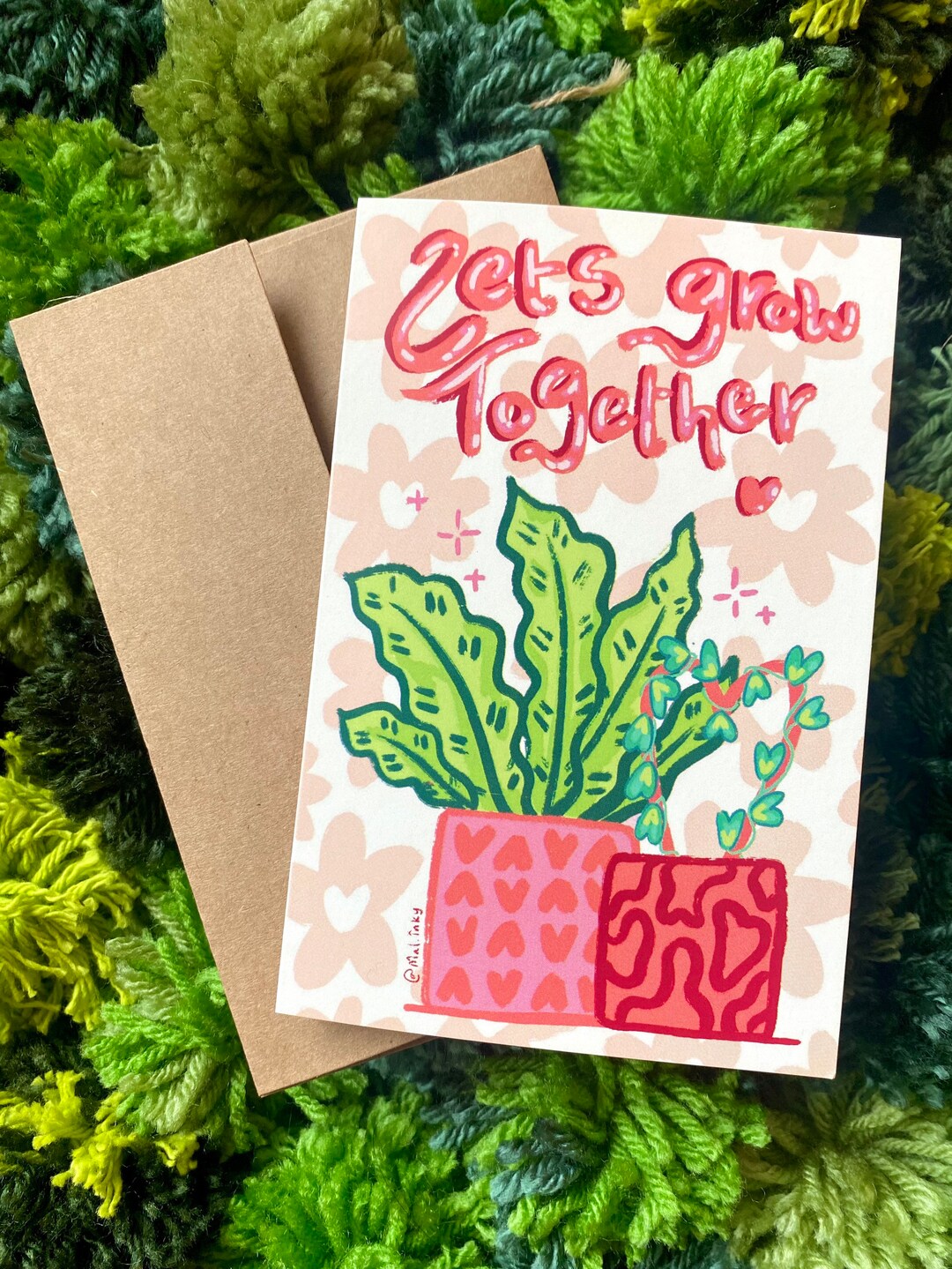 Lets Grow Together Plant Greeting Card 4x6 Greeting Card - Etsy