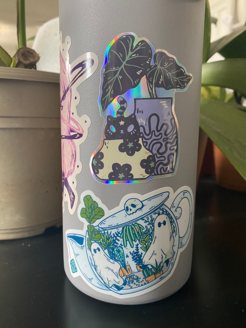 Ghosts in a Teapot Vinyl Sticker Cute Sticker Spooky - Etsy