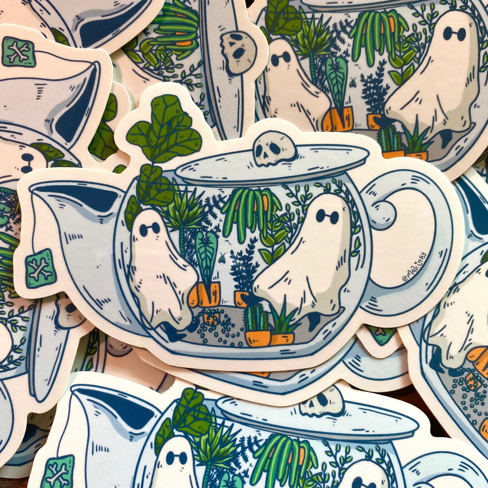 Ghosts in a Teapot Vinyl Sticker Cute Sticker Spooky - Etsy