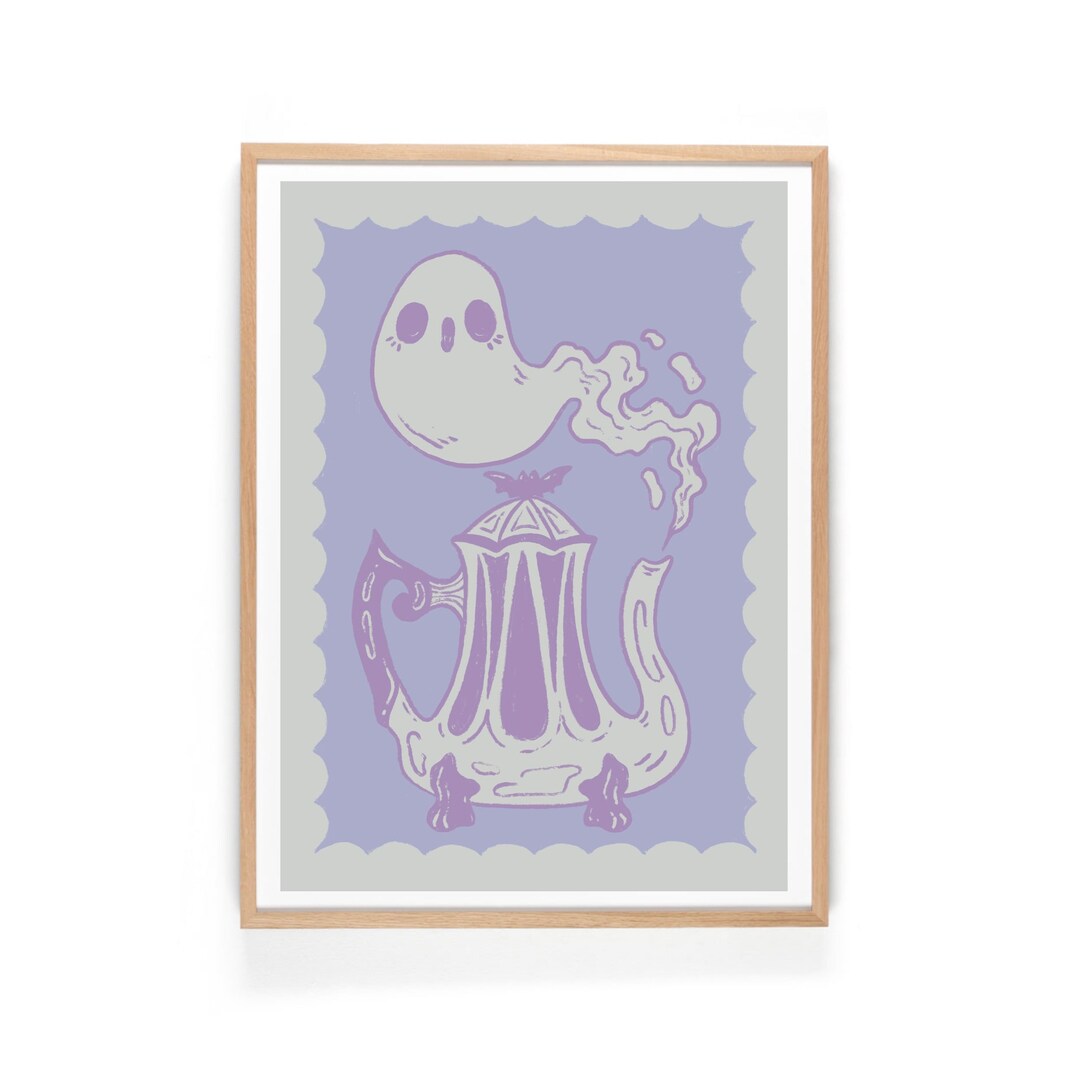 Pastel Ghost Teapot Unframed Art Print 5x7 Art Print - Etsy