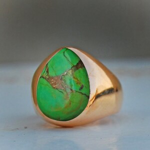 Green Copper Turquoise 925 Sterling Silver Ring Natural - Etsy