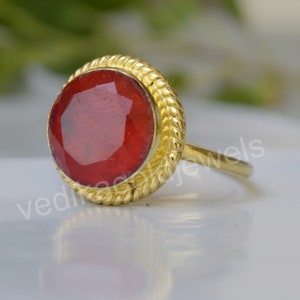 Rubellite Garnet Quartz Gemstone 925 Sterling Silver Ring, Red ...