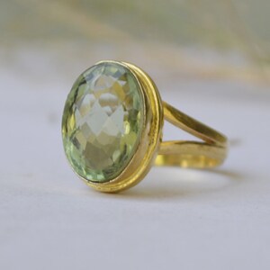 Oval Cut Green Amethyst 925 Sterling Silver Ring, Green Prasiolite ...