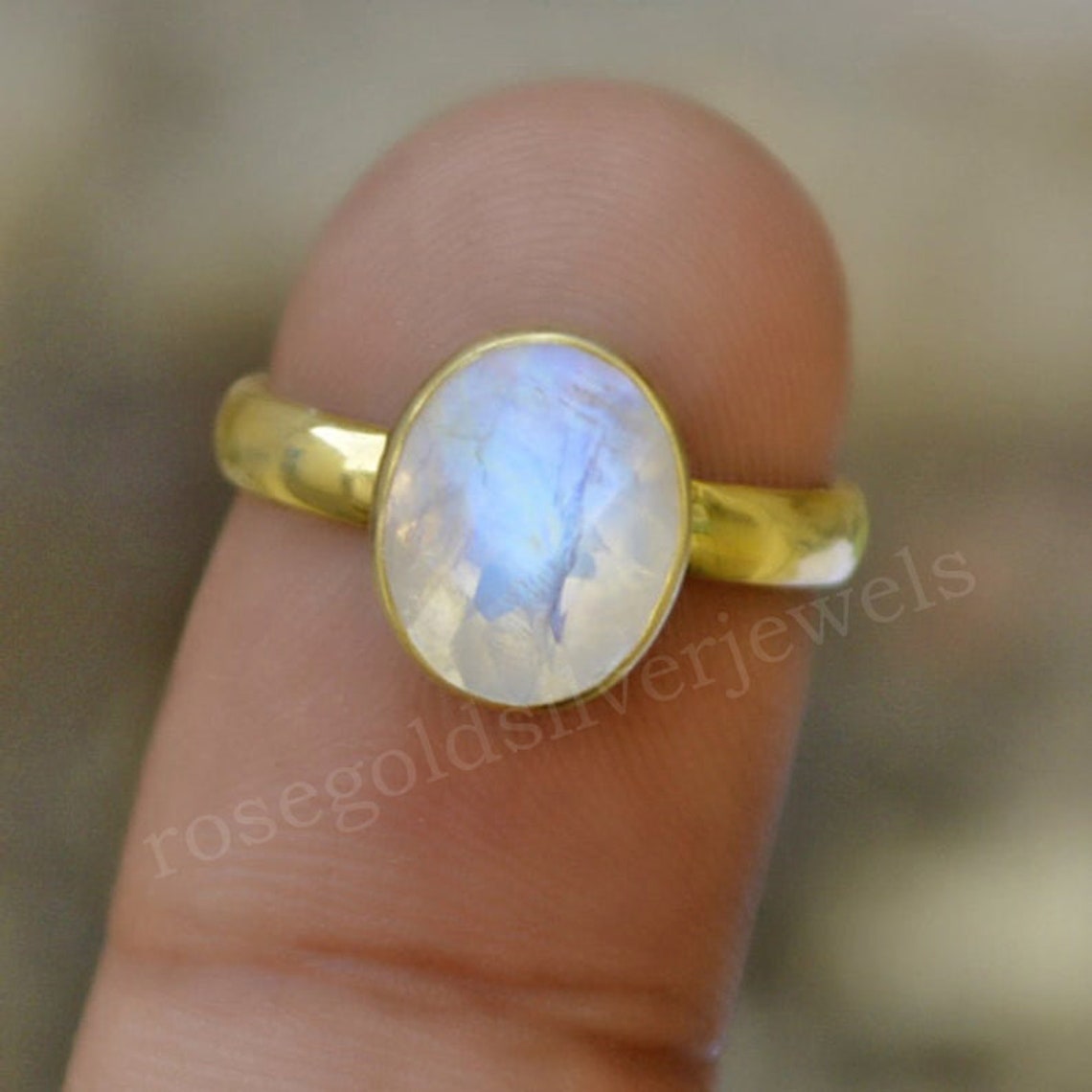 Faceted Rainbow Moonstone 925 Sterling Silver ring Natural | Etsy