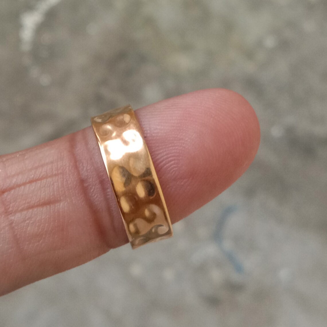 Hammered sterling silver band ring Yellow gold filled Rose | Etsy