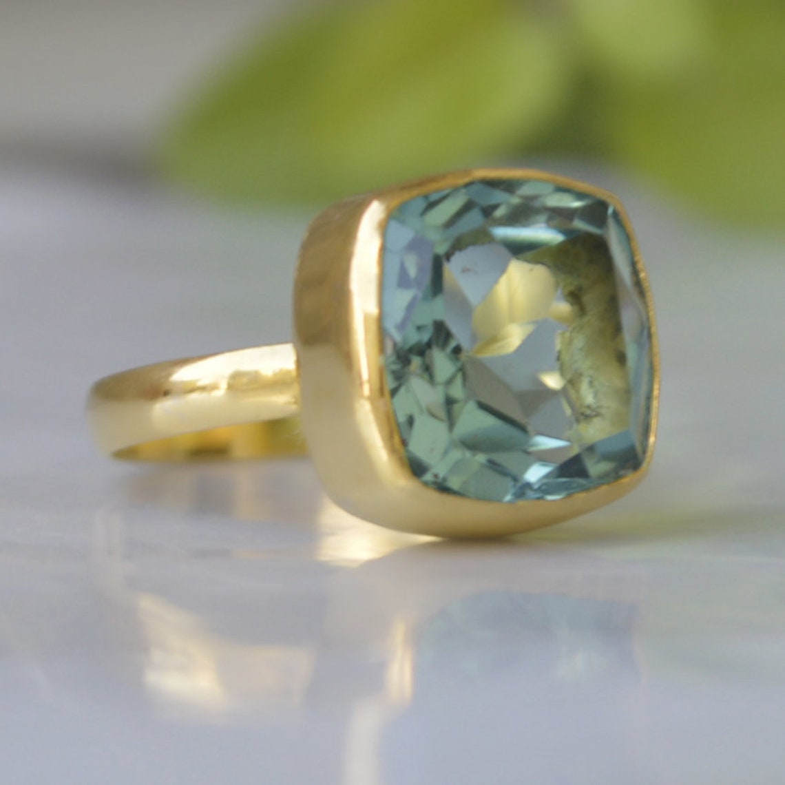 Cushion Cut Hiddenite Gemstone 925 Sterling Silver Ring - Etsy