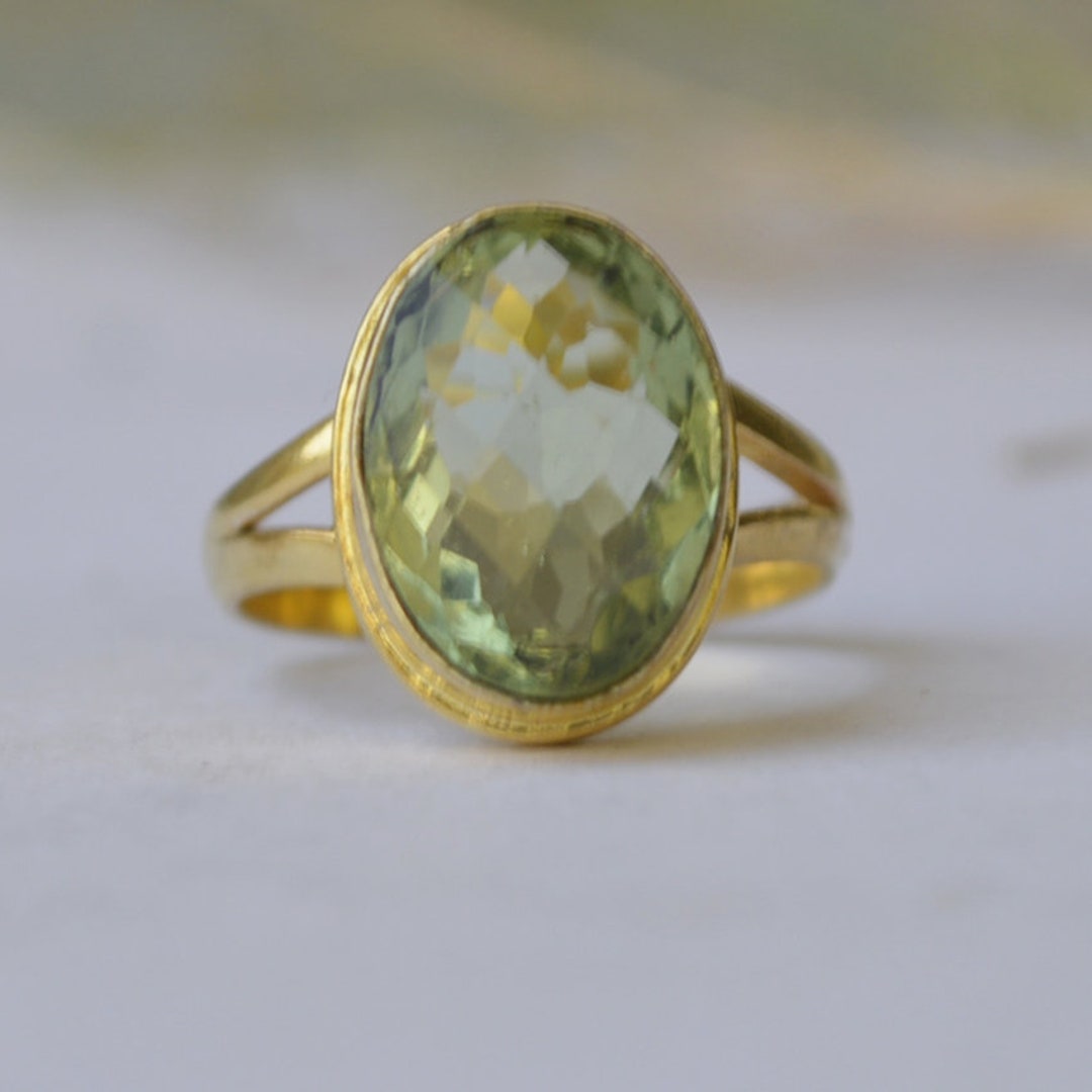 Oval Cut Green Amethyst 925 Sterling Silver Ring, Green Prasiolite ...