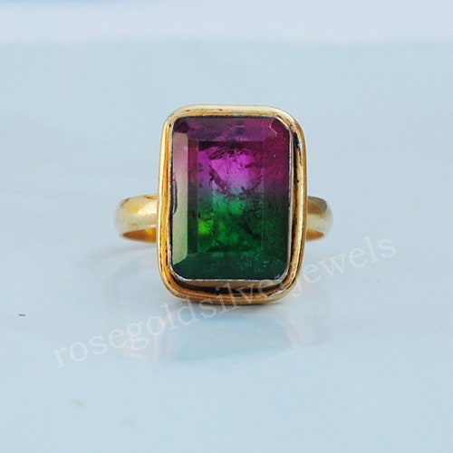 Watermelon Tourmaline Ring 925 Sterling Silver Ring - Etsy