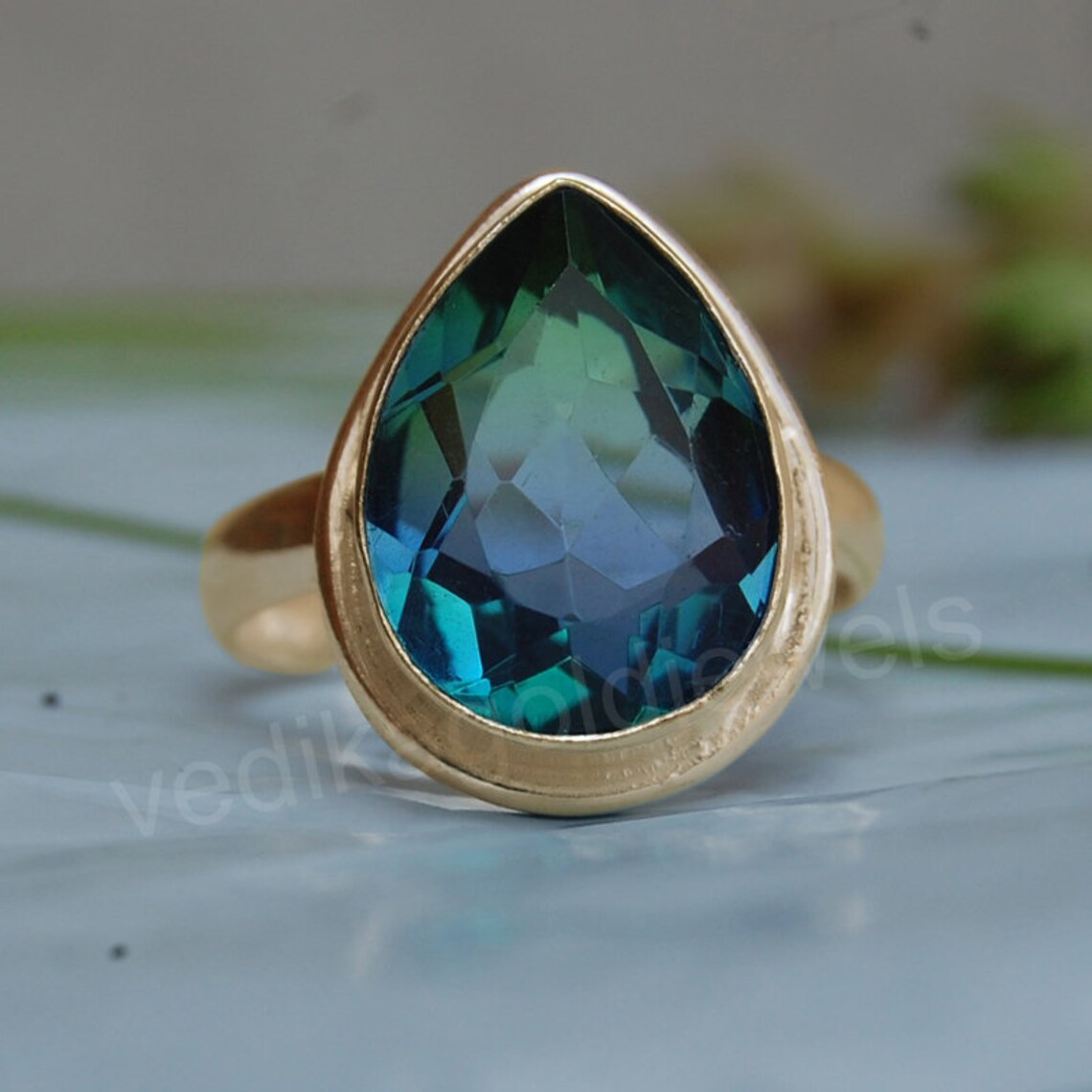 Pear Cut Alexandrite Quartz 925 Sterling Silver Ring - Etsy