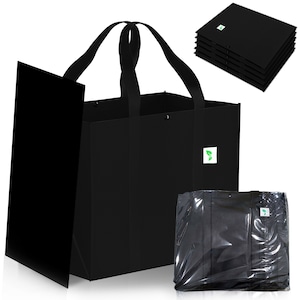 Reusable Grocery Bags 5 Pack, Black Hold 50 Lbs Extra Large & Super ...