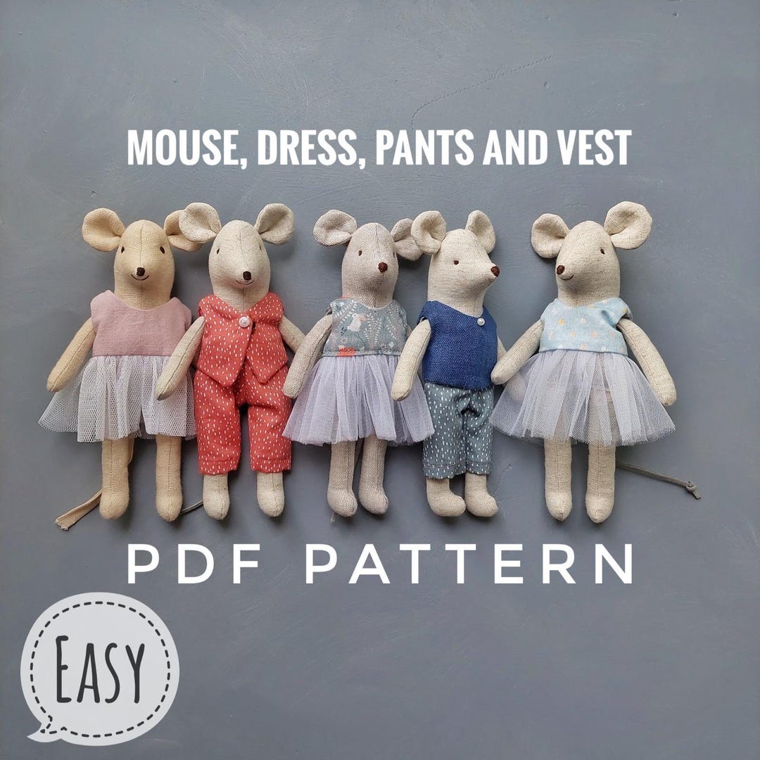 Small Mouse Sewing Pattern: Mouse, Dress, Pants, Vest PDF, English ...
