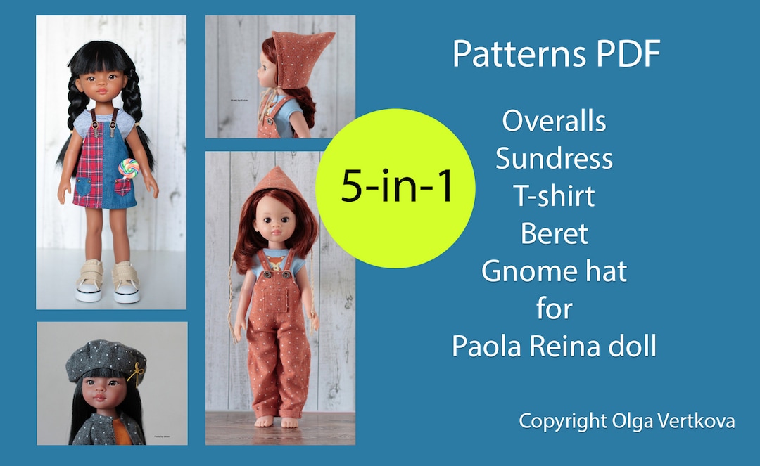 Doll Clothes Sewing Pattern: Overalls, Sundress, T-shirt, Hats (PDF) - Etsy