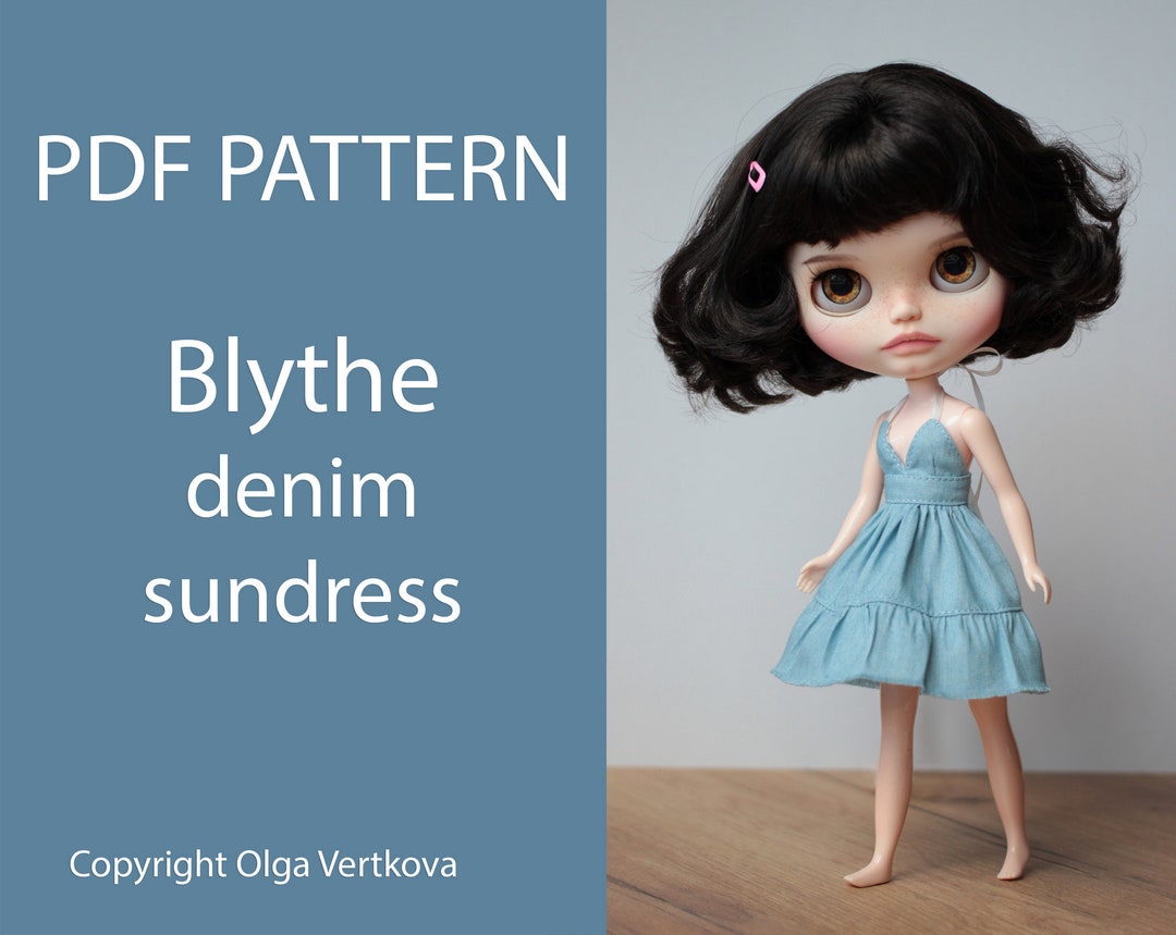 Blythe Dress Pattern PDF, Denim Sundress for Neo Blythe, Licca, Azone S ...