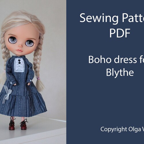 Sewing Pattern PDF Lined Dress With Pockets for Blythe - Etsy