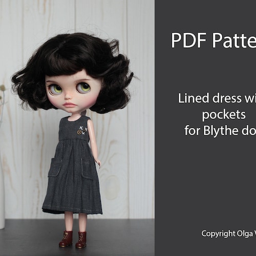 Sewing Pattern PDF Lined Dress With Pockets for Blythe - Etsy