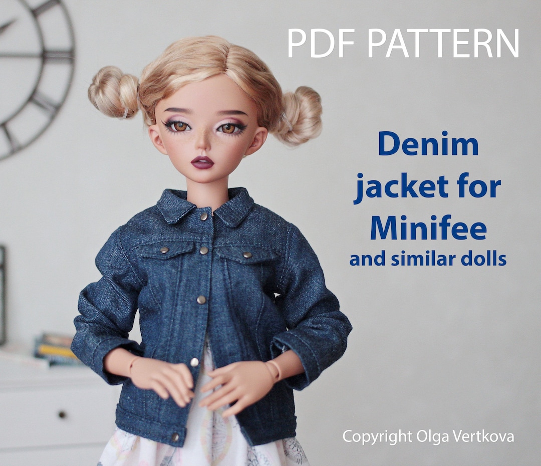 Minifee Doll Denim Jacket Pattern: 1/4 Scale (PDF Pattern) - Etsy