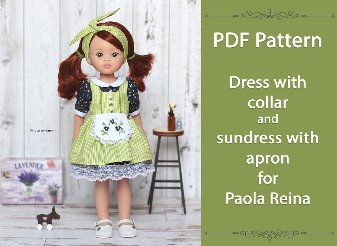 PDF Doll Clothes Pattern : Dress With Collar Sleeves and a - Etsy