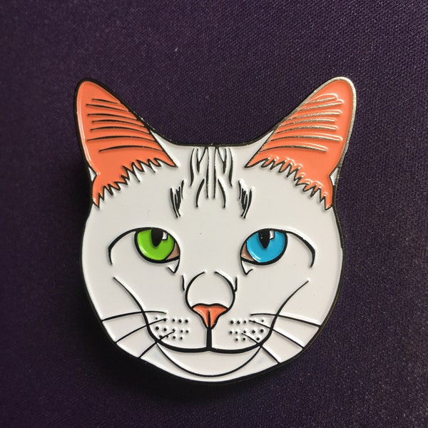 White Cat Pin - Etsy
