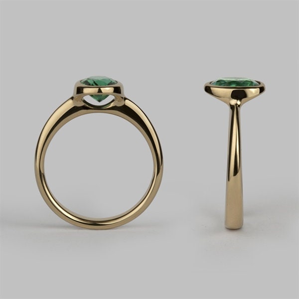 Simple Emerald Oval Cut Silver Ring-handmade Silver Ring-light Weight ...