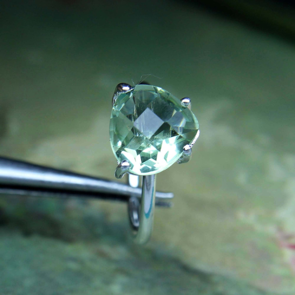 10x10 Mm Natural Green Amethyst Ring-faceted Heart Cut - Etsy