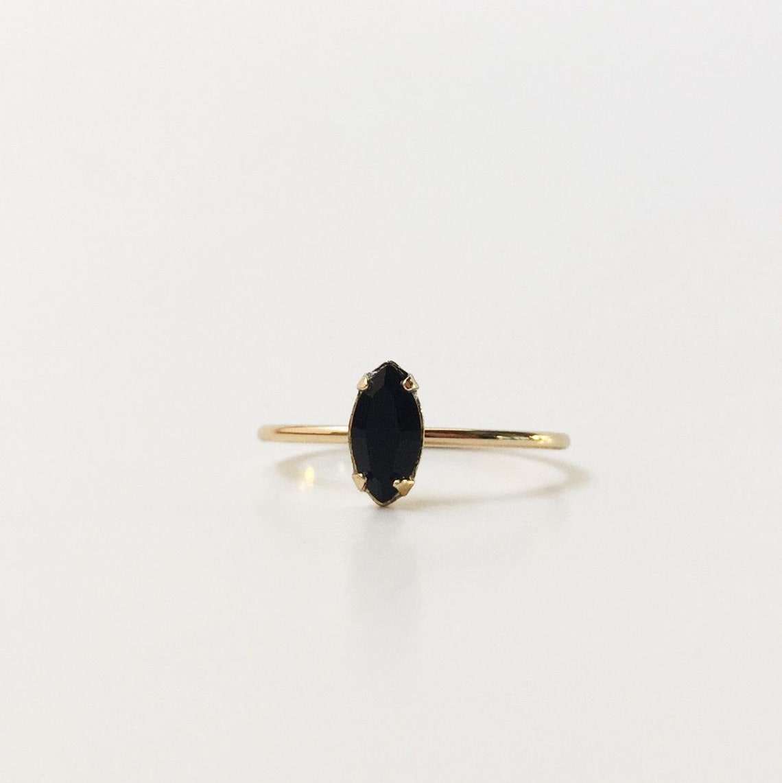 14K Solid Gold/black Onyx Ring,925 Sterling Silver,faceted Onyx Ring ...