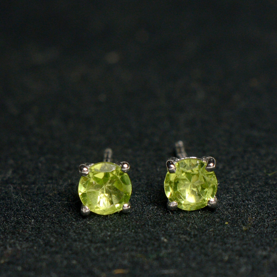 Natural Peridot Stud Earrings-faceted Round Earrings-women - Etsy