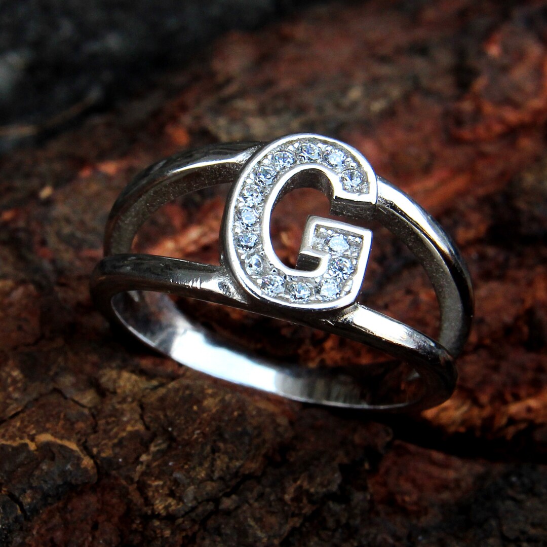 Letter g Ring-american Diamond Ring-alphabetic Ring-gift for Her ...