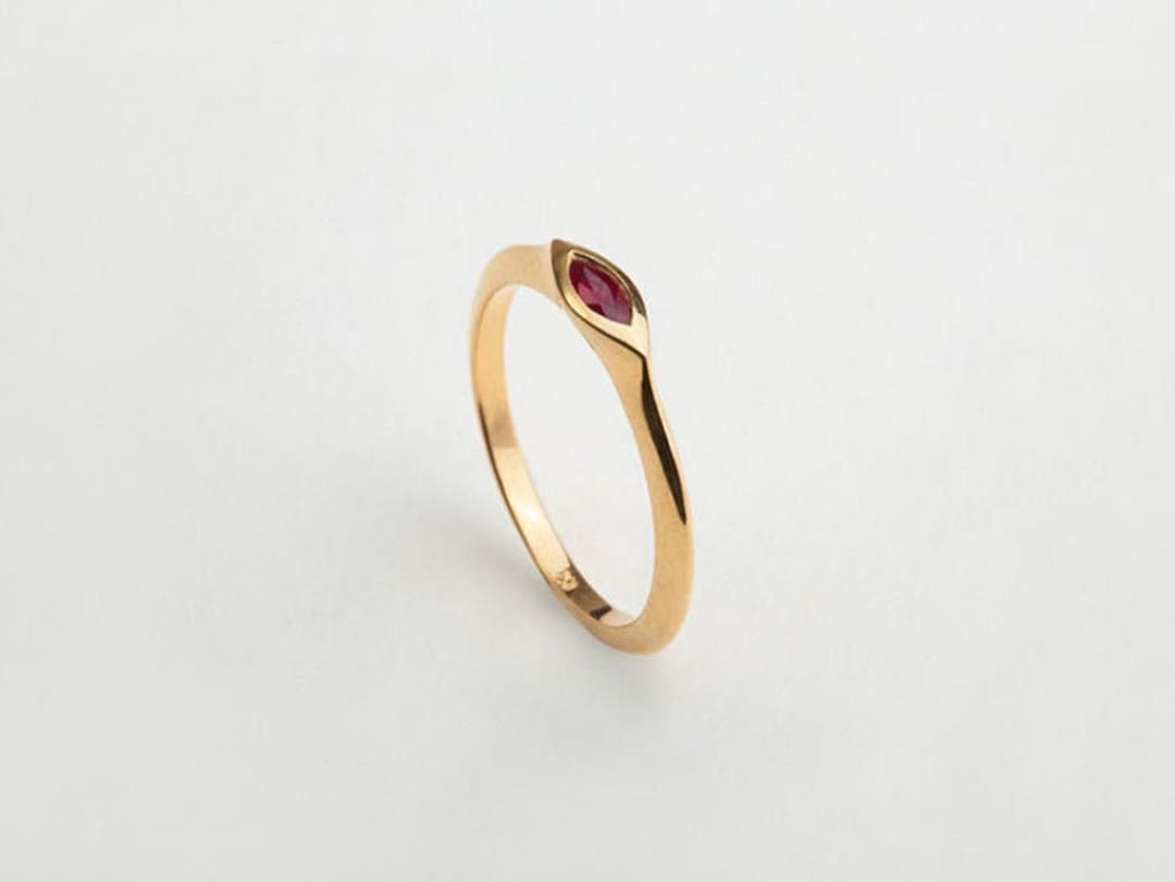 Natural Ruby Ring-marquise Cut Ruby Ring-designer Ring-handmade Ring-gift for Her-gold Plated ...