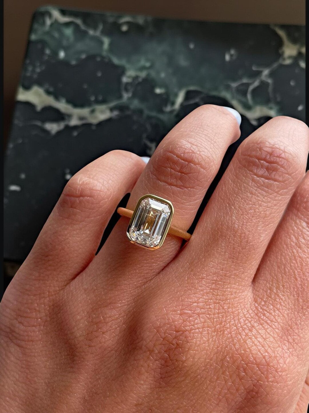 1.20 CT Rectangle Cut Solitaire Moissanite Wedding Ring 14k Solid ...