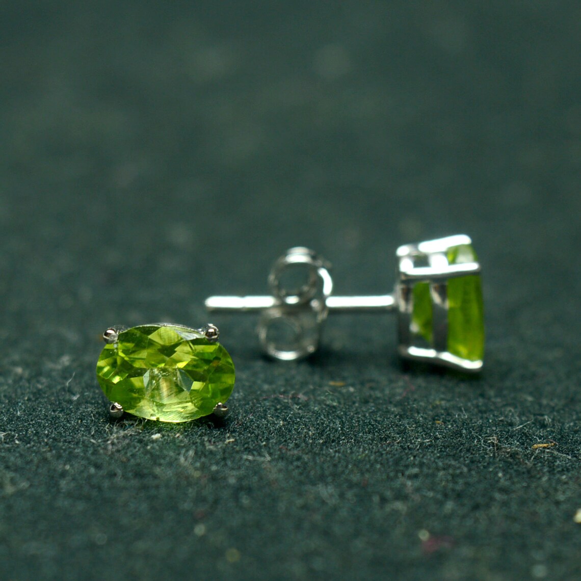 Natural Peridot Stud Earrings-faceted Oval Earrings-women - Etsy