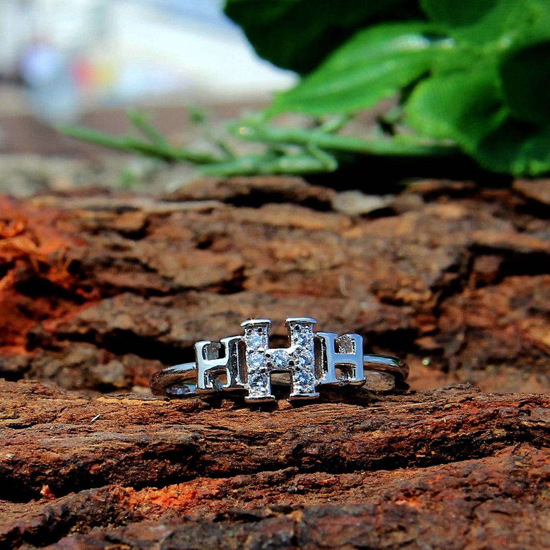 Letter h Ring-american Diamond Ring-alphabetic Ring-gift for Her ...