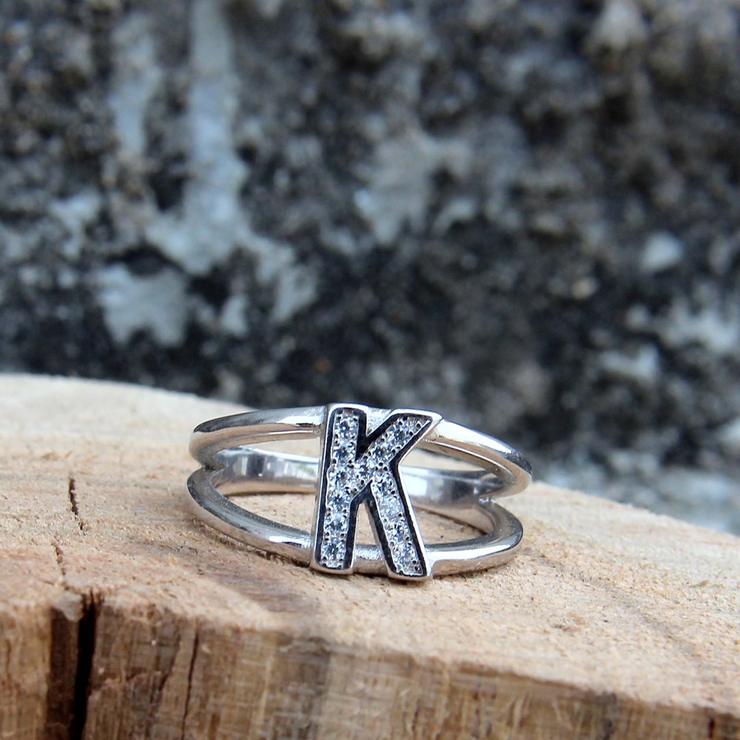 Letter k Ring-american Diamond Ring-alphabetic Ring-gift for Her ...