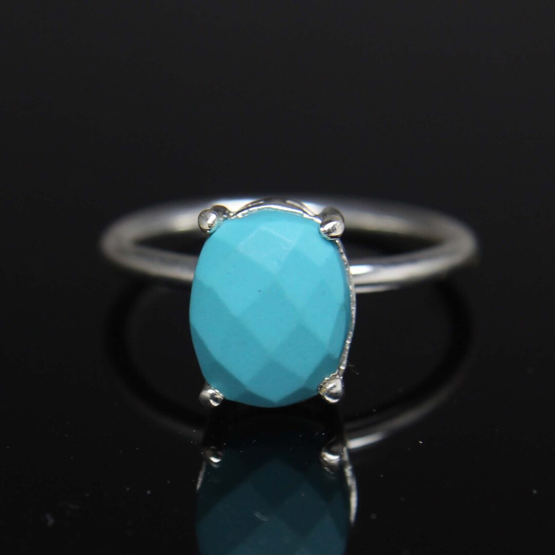 Natural Turquoise Ring-oval Turquoise Silver Ring-handmade Silver Ring ...