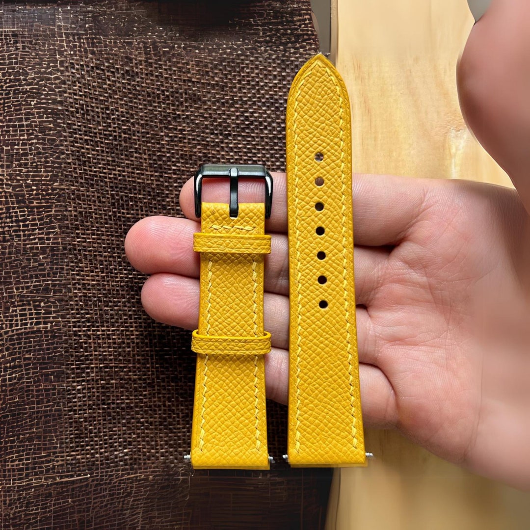 Gold Yellow Epsom Leather Watch Straps, Premium Handmade Leathers Watch ...